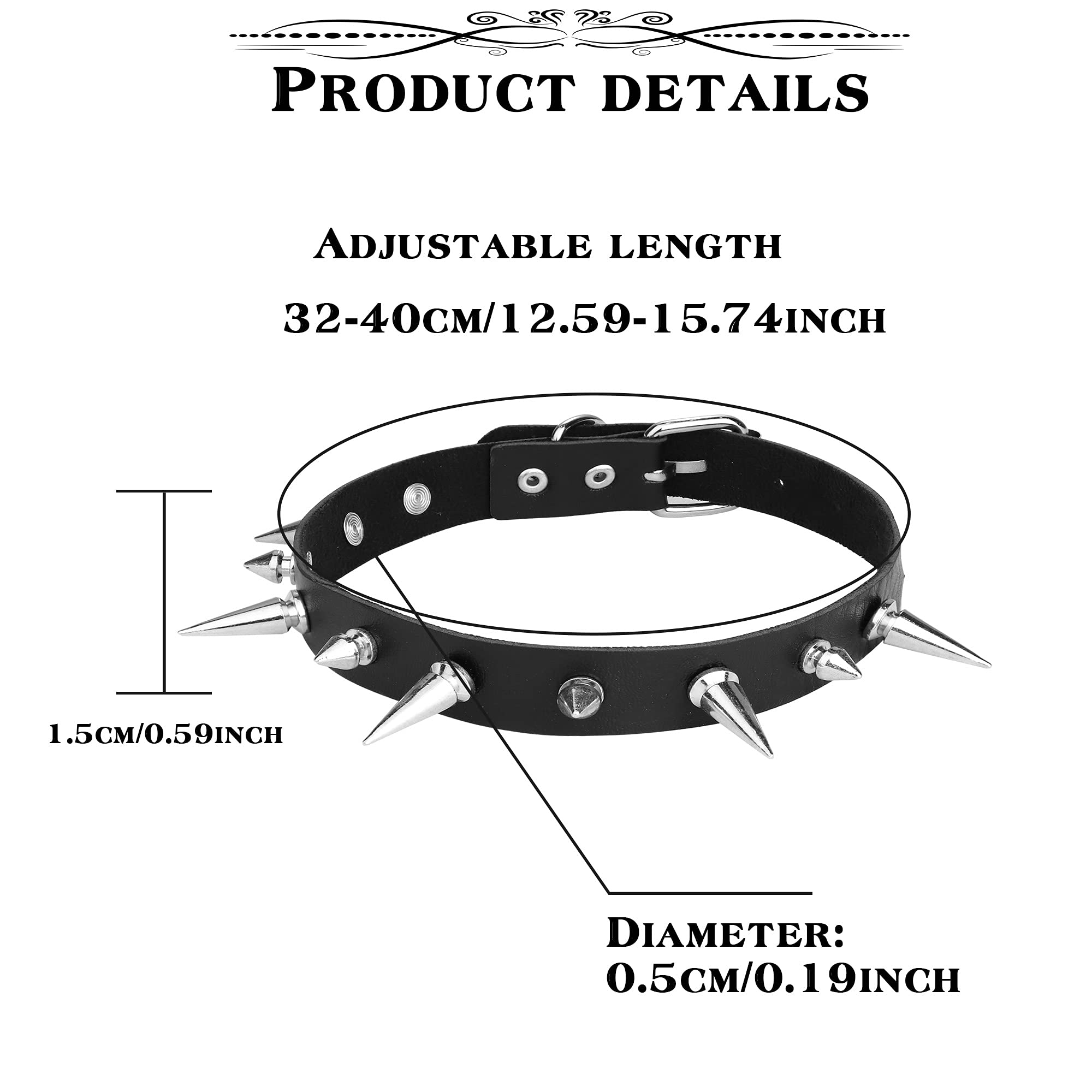 IRONBOX 10Pcs PU Leather Choker Punk Necklace For Women Adjustable Heart Rock Choker Goth Spiked Black Cat Collar Choker Necklace