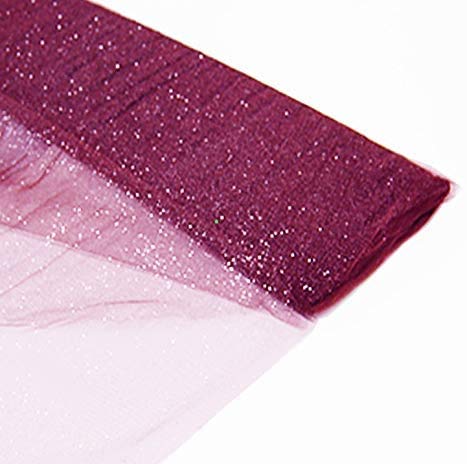 Valentina Textile Inc Tulle Glitter Fabric 54" by 10 Yards (30 ft) Tulle Bolt for Wedding, Party and Decoration (10 Yard, Burgundy)