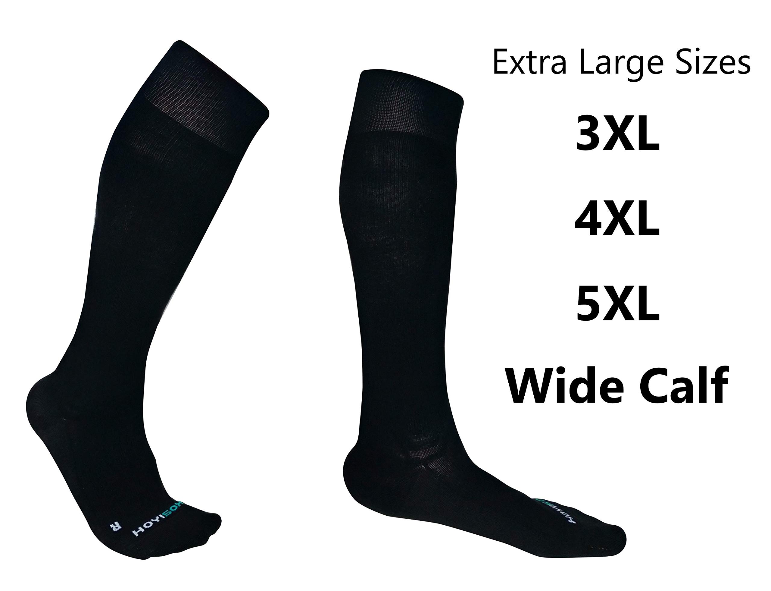 HOYISOX Big and Tall Compression Socks Comfortable Wool Knee High Socks for Men and Women (as1, alpha, 5x_l, regular, regular, Dark Black)