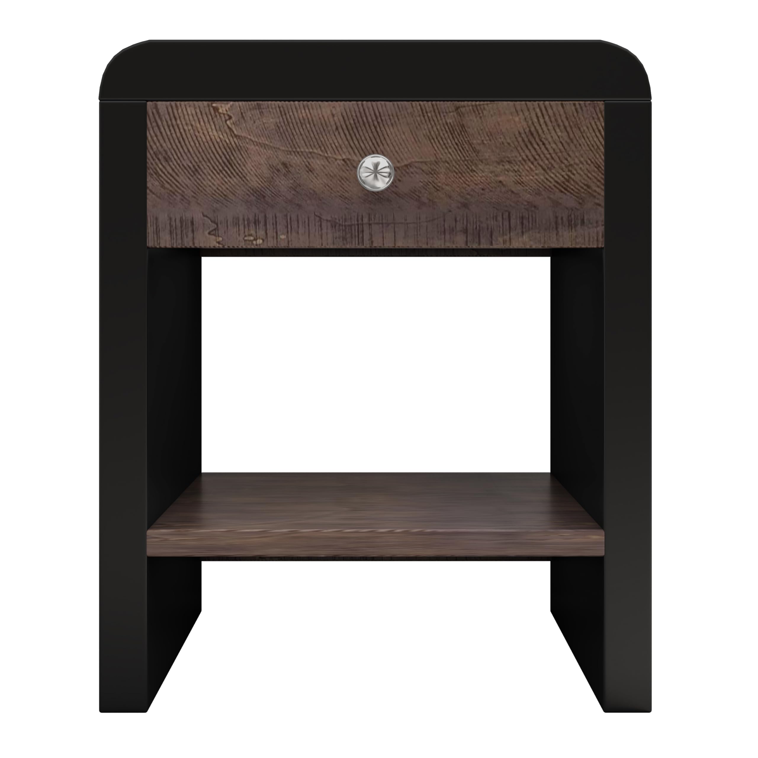 HESIEU Mid-Century Modern Nightstand with Single Drawer and Open Storage Side Table Sofa Table End Table Wood Finish for Bedroom Living Room Office