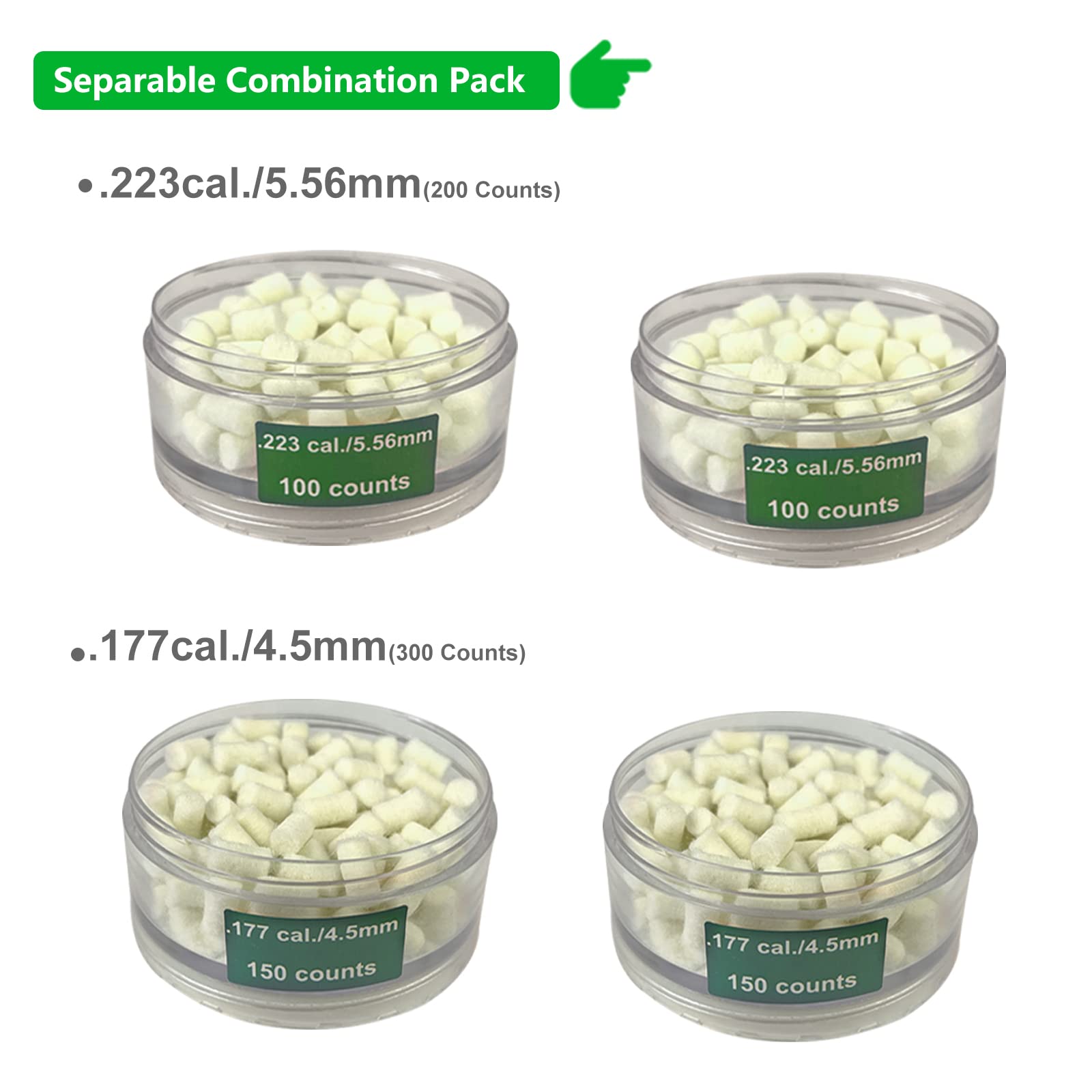 Gun Quick Cleaning Felt pellets/Pads kit for air Gun and Rifle Brass Pellet Replacement Fitting Jag, 530 cnts 5 cals.