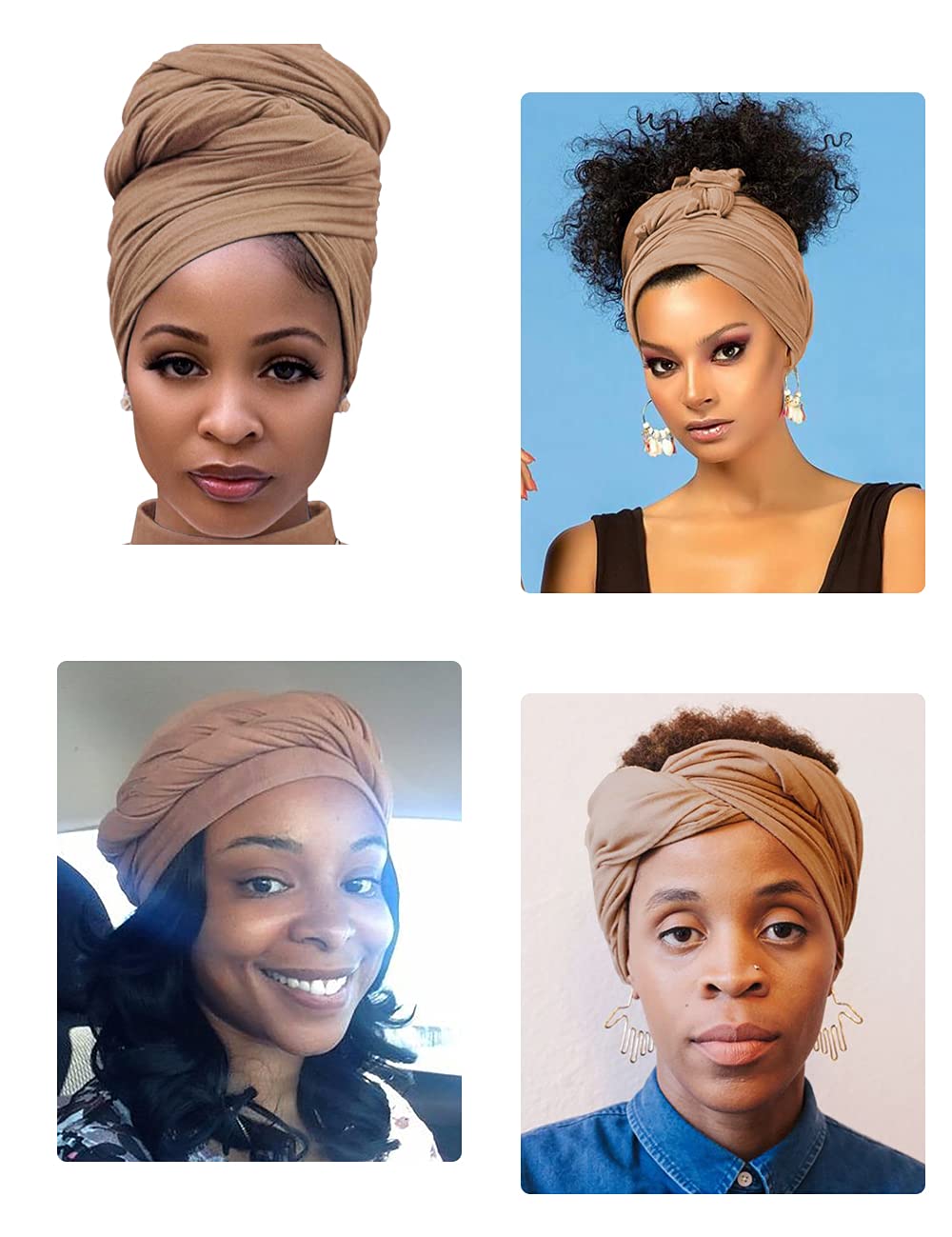 Harewom 3PCS Head Wraps for Black Women Turban Headwraps Stretchy African Hair Wraps Soft Jersey Head Scarf Tie Headbands Pack