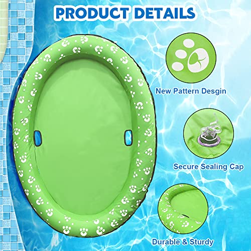 Ginkago Inflatable Pool Floats for Dogs Pet Swimming Pool Floating Row Bed Paddle Paws Floaties Doggy Puppy Pool Float for Summer Green