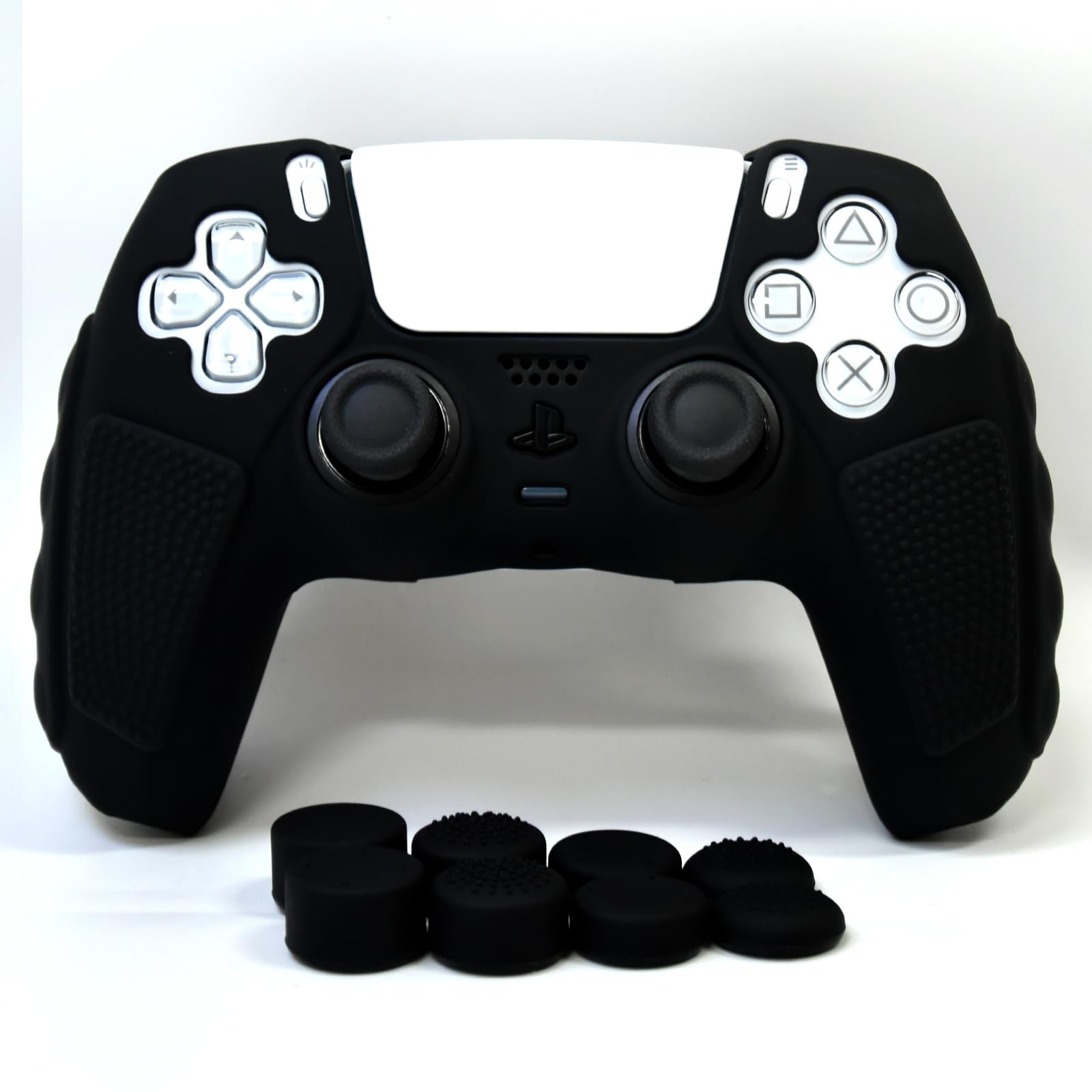 HLRAO Laser Engraved Dragon Silicone Case Skin Case (Radiation) for PS5 Controllers x 1 with Laser Dragon Thumb Grips x 2.