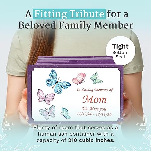 GetUrns β Legacy Cultured Marble Urn by Mackenzie, Adult Size Cremation Urns, Custom UV Printed Burial Urn for Ashes, 210 Cubic Inch Cemetery Urns for Ashes, Butterfly, Amethyst