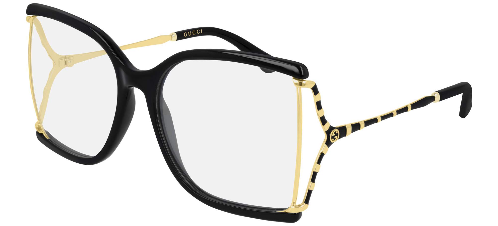 Gucci Butterfly Eyeglasses GG0592O 001 Black/Gold 60mm 592