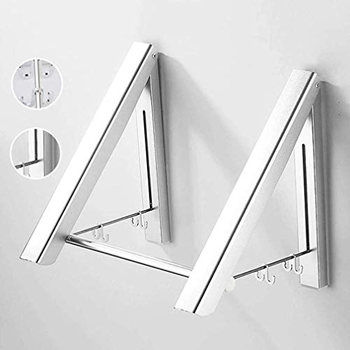 TYXTYX Wall Mounted Folding Clothes Hanger, Retractable Clothes Hanger, for Laundry Room, Garage, Indoor & Outdoor Use, Aluminum,White,Double +40cm Pole