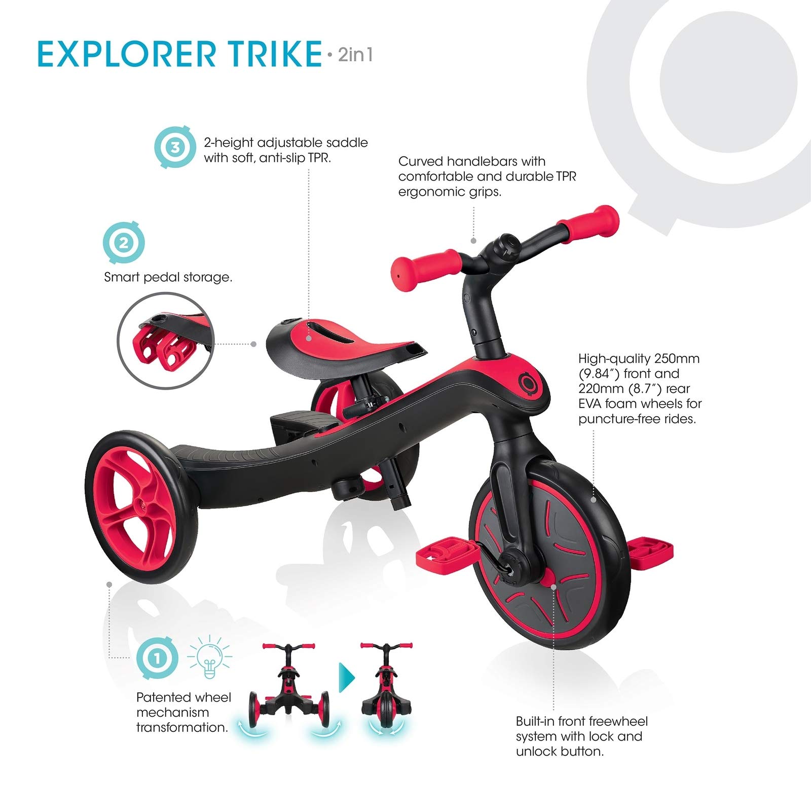 Globber Explorer Trike 2 in 1 - Red