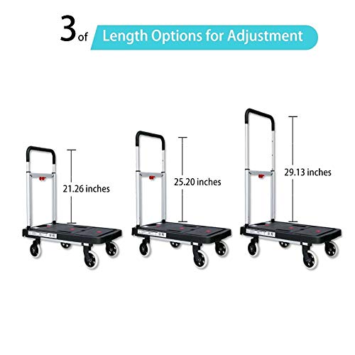 HWZQHJY Cart Flatform 300lb Capacity 4 Wheel Folding Platform Truck, 26" Length x 16" Width x 36" Height