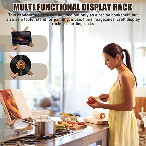 Solid Wood Cookbook Stand, Handmade Wooden Cookbook Holder, Portable Cook Book Stand for Kitchen Counter, Super Lightweight Recipe Book Holder for Display Stand, Home Decor Book Reading Stand