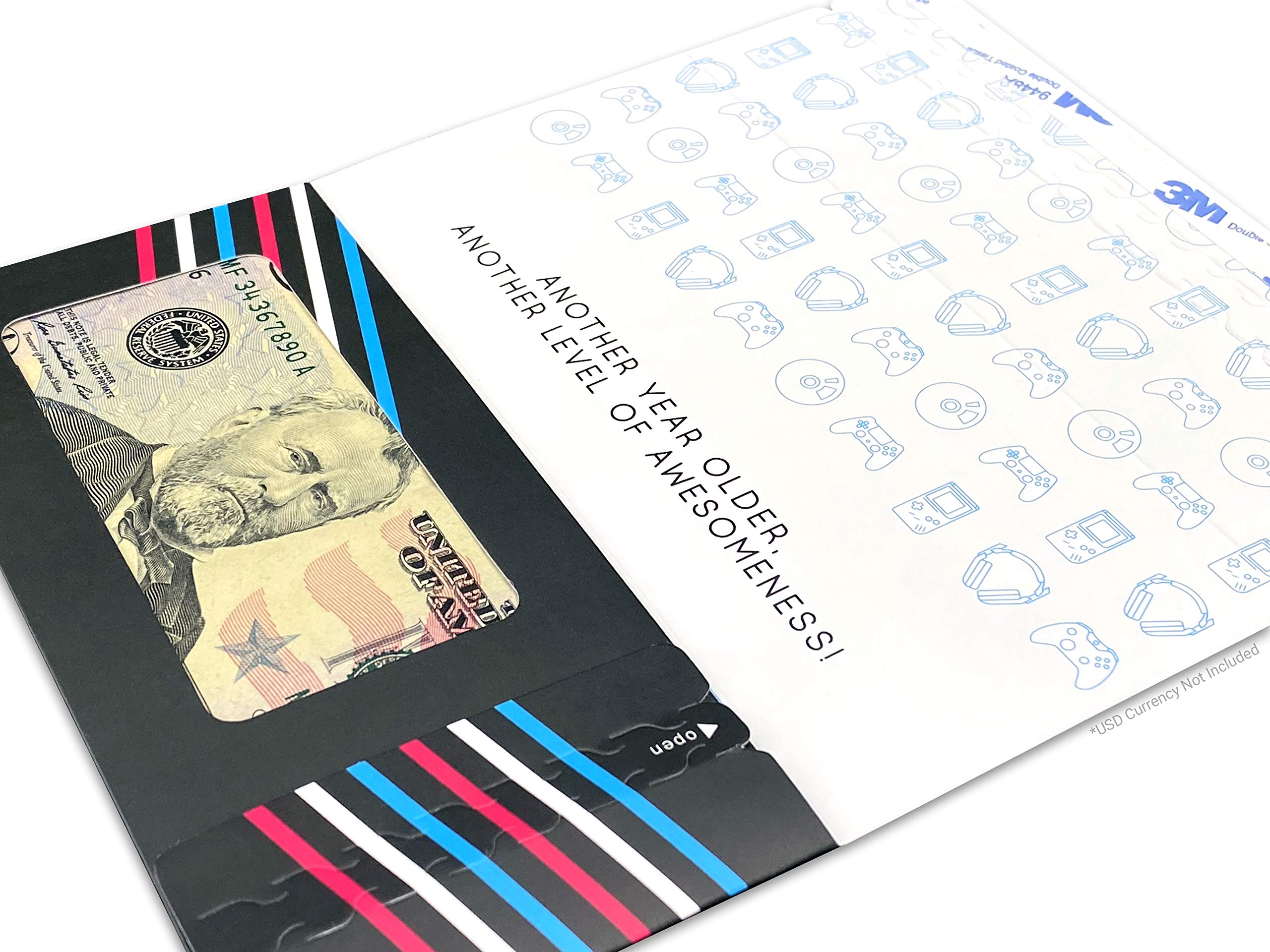 ZipGifts Birthday Card | Zip-Open Money Holder w/Clear Plastic Window for Cash, Check, & Gift Card (Game On)