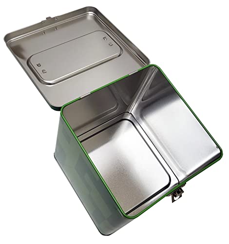 The Tin Box Company Minecraft Stack Store and Carry Tin. Stackable Tin Box with Handle,Green