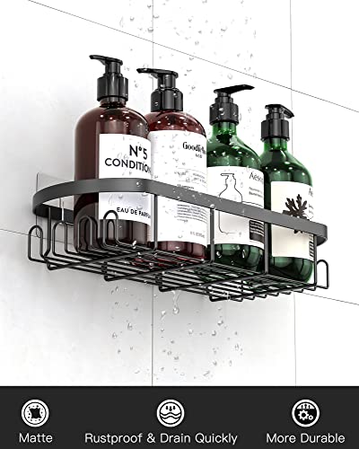 Uamector Shower Caddy, Adhesive Shower Shelves 3 Pack, Shower Organizer No Drilling, Rustproof Stainless Steel Soap Holder for Shower Wall, Wall Mounted Shower Shelf for Inside Shower, Black