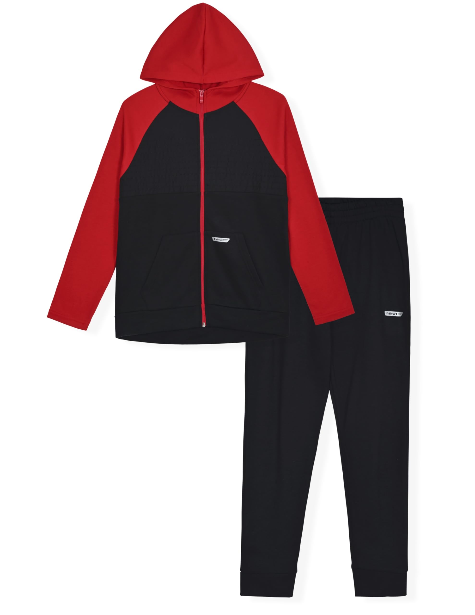 Hind Boys 4-Piece Hoodie and Sweatpant Set for Jogging and Track (Red-Olive, 10, numeric_10)