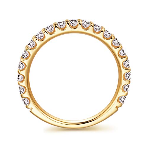 HAFEEZ CENTER 2.5mm Yellow Gold Plated Sterling Silver Half Eternity Moissanite Wedding Band Ring (10)