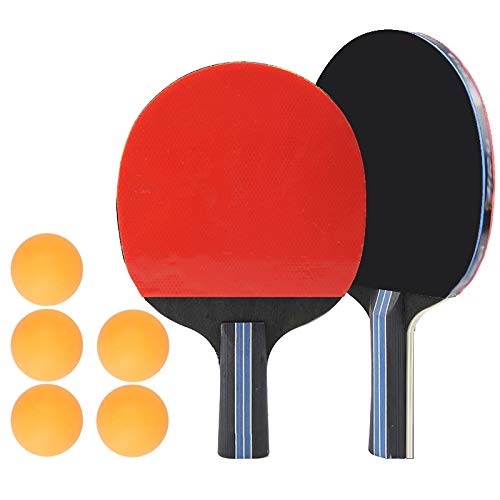 Hewen-Ping Pong Set Pingpong Racket Pingpong Paddle Table Tennis Bat Beginner Sturdy Durable Ping Pong Bat Set with 2 Rackets, 5 Balls Table Tennis Bat (Color : B, Size : Long)