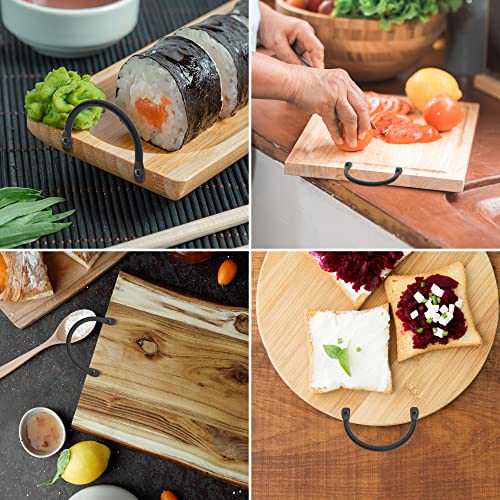 Serving Tray Handles Hardware, Side Fixing Handle for Trays Cutting Board and Charcuterie Board,Metal Rustic Curved Handle Pulls for Wood Box Drawer Pack of 6