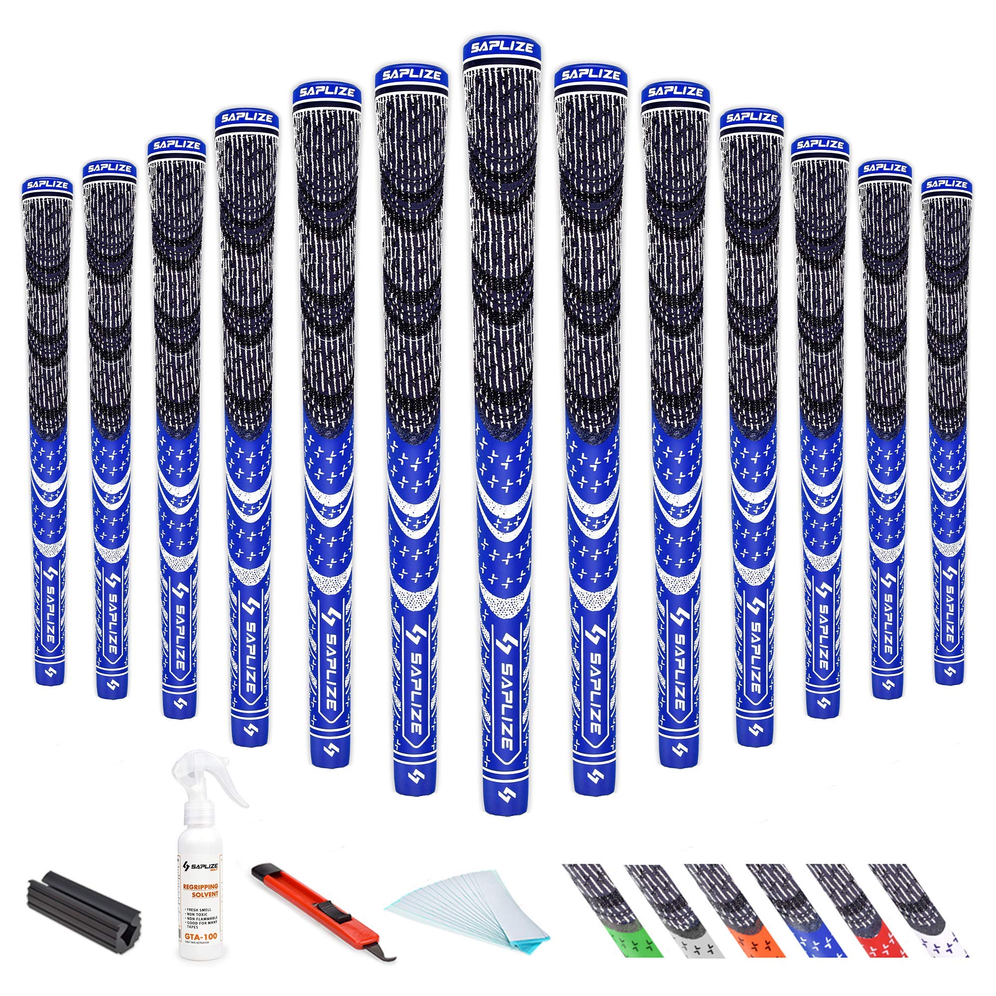 Hybrid Golf Grips Kit Midsize (with Tape, Solvent, Vise clamp) All Weather Multi Compound Golf Club Grips