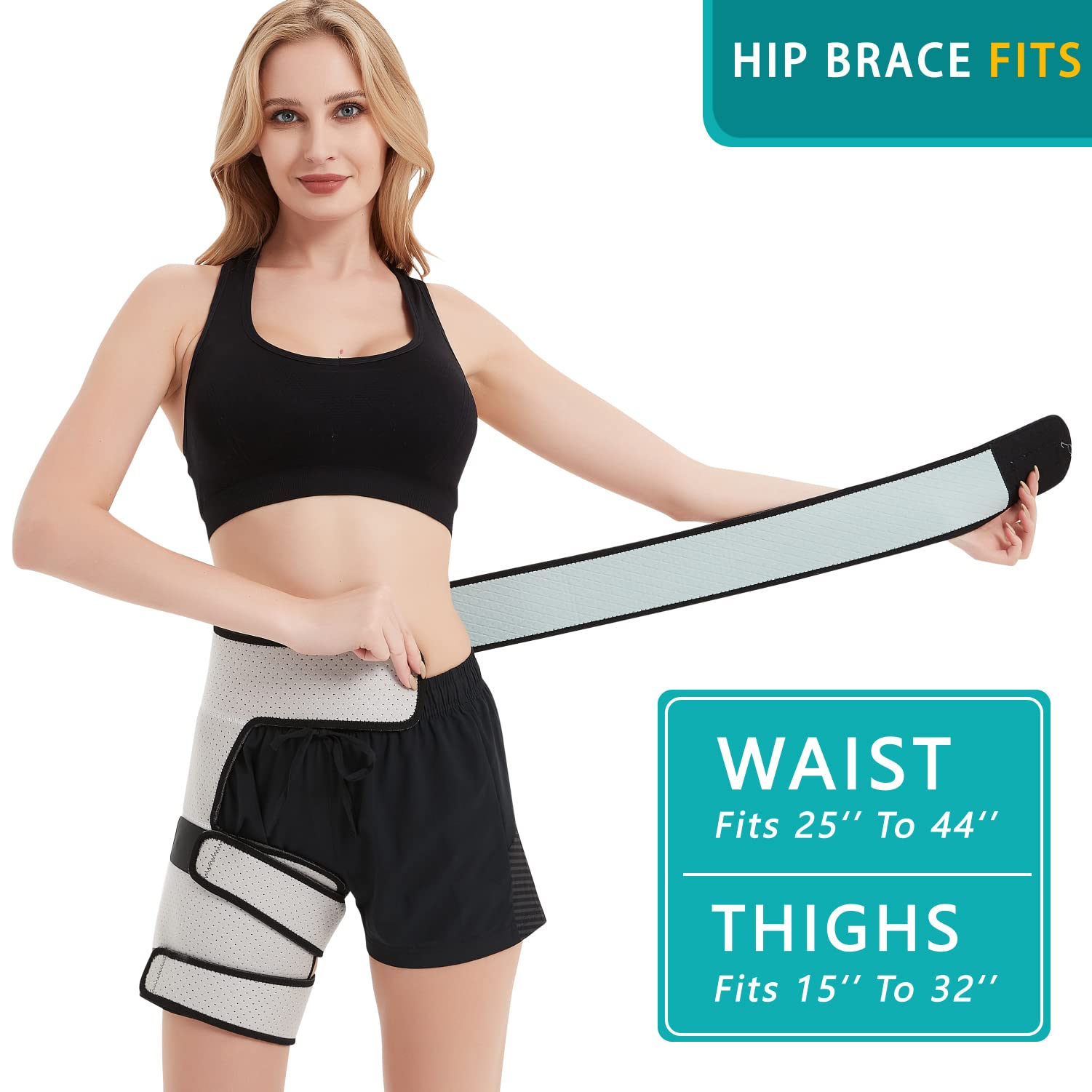 Hip Brace - Sciatica Pain Relief Brace, Thigh Hamstring Compression Sleeve Wrap for Hip Thigh Flexor Strain, Groin Pull, SI Joint, Arthritis, Bursitis, Sciatic Nerve for Men, Women (Left)