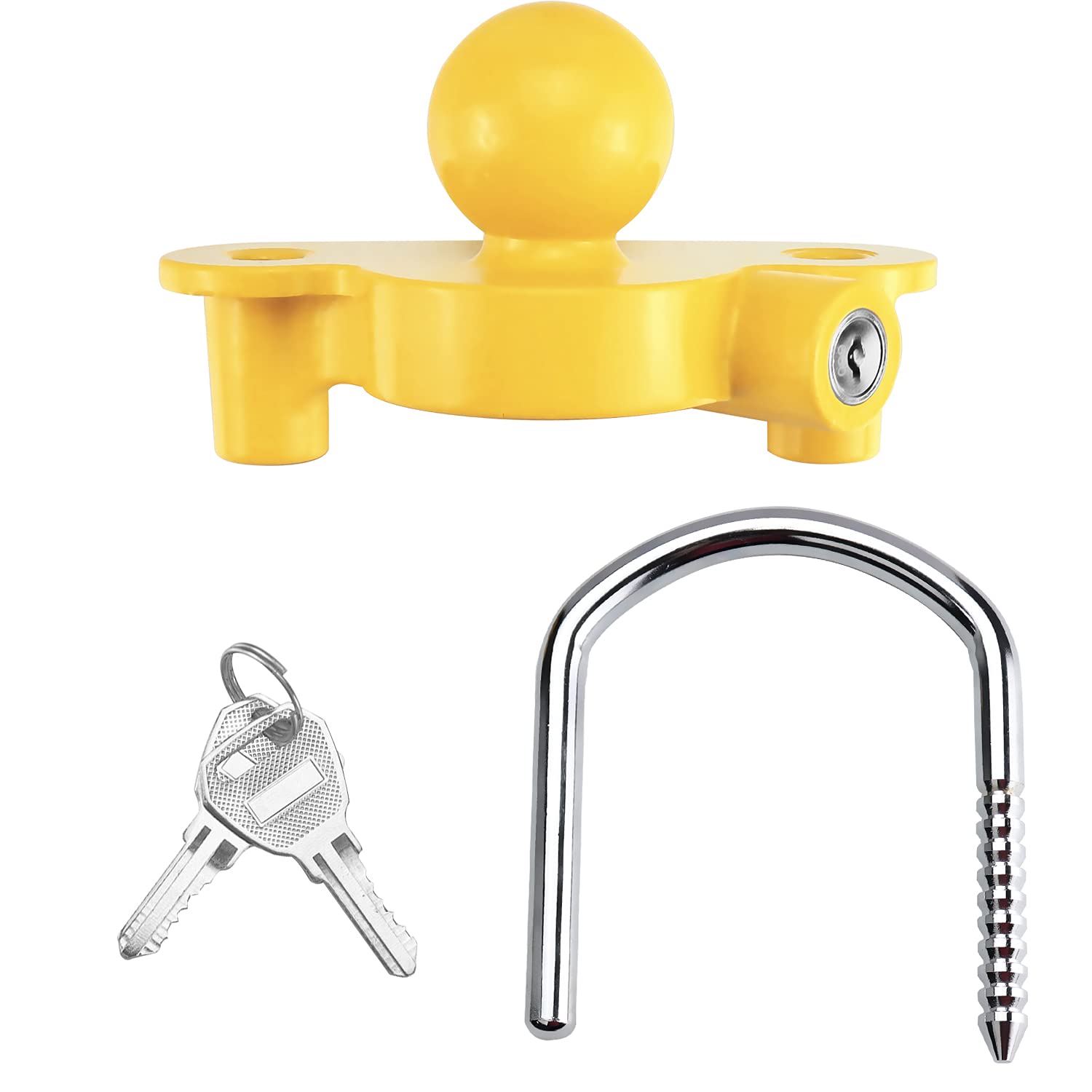 Improvedhand Trailer Hitch Lock Coupler Ball Tow Lock U-Shape Universal Adjustable Heavy-Duty Fits for 1-7/8'' 2'' 2-5/16'' couplers, Replace#72783, Yellow
