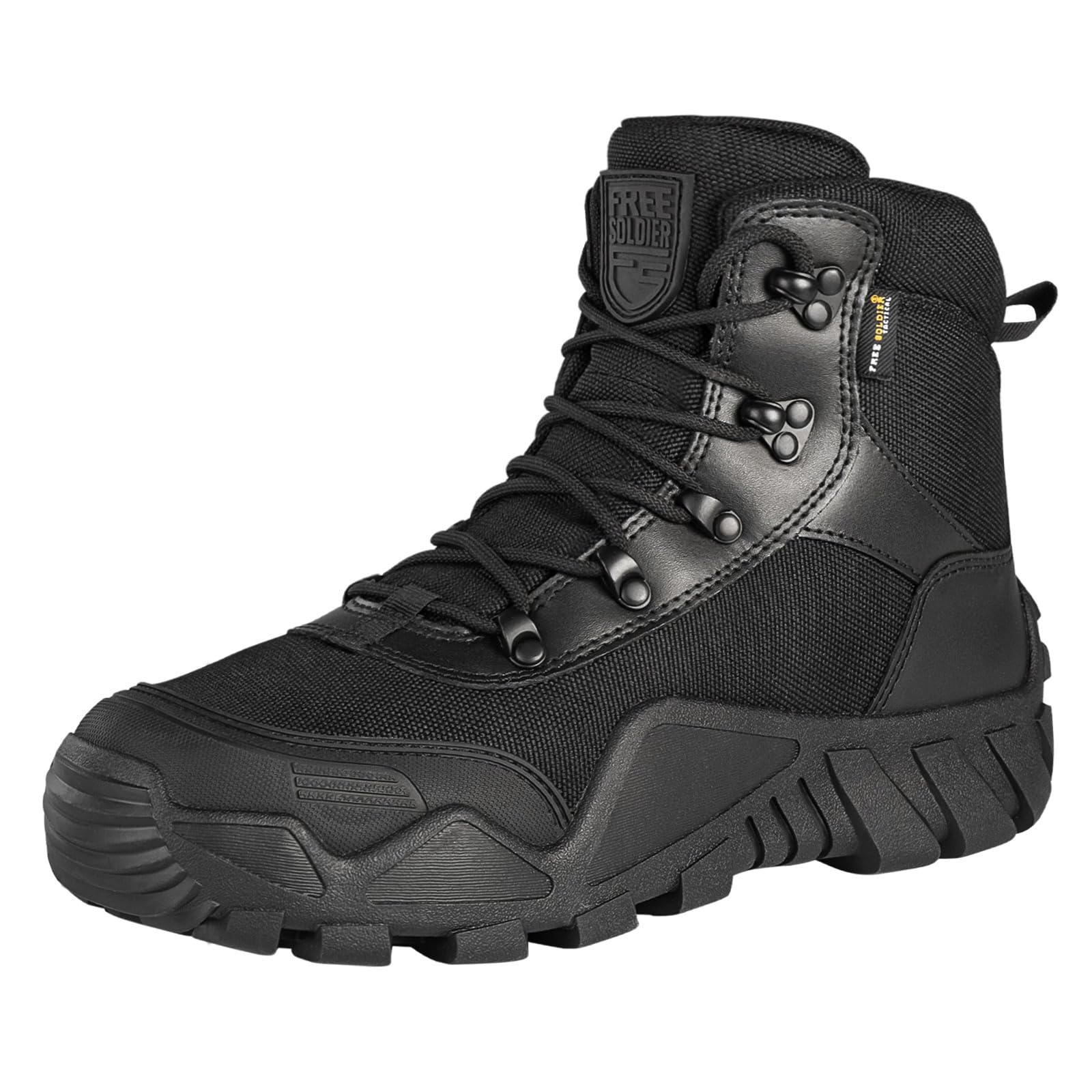 FREE SOLDIER Men's Waterproof Hiking Boots Tactical Work Boots Outdoor Lightweight Military Boots(Tan, US 12)