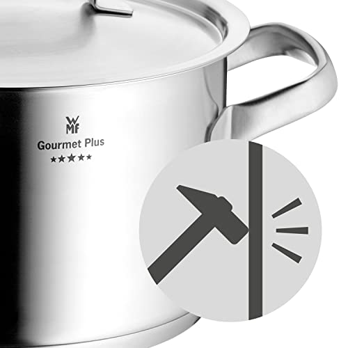 WMF Pot Set 5-Piece Gourmet Plus Inside Scale Steam Vent Made in Germany Hollow Handles Metal Lid Cromargan® Stainless Steel Suitable for Induction Hobs Dishwasher-Safe