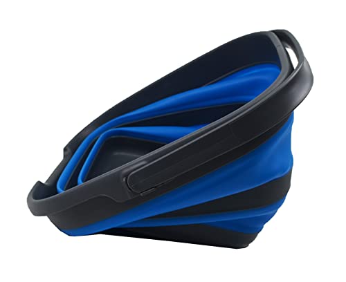 SAMMART 10L (2.6 Gallon) Collapsible Rectangular Handy Basket/Bucket (Grey/Blue (Set of 2))