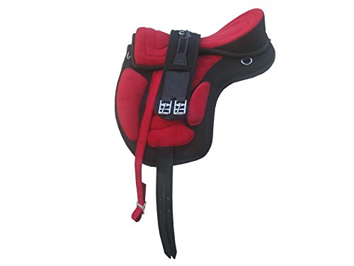 GSk Reitsports New Freemax/Treeless Synthetic Saddles Black/red Matching Girth with Leather Stirrup 16"
