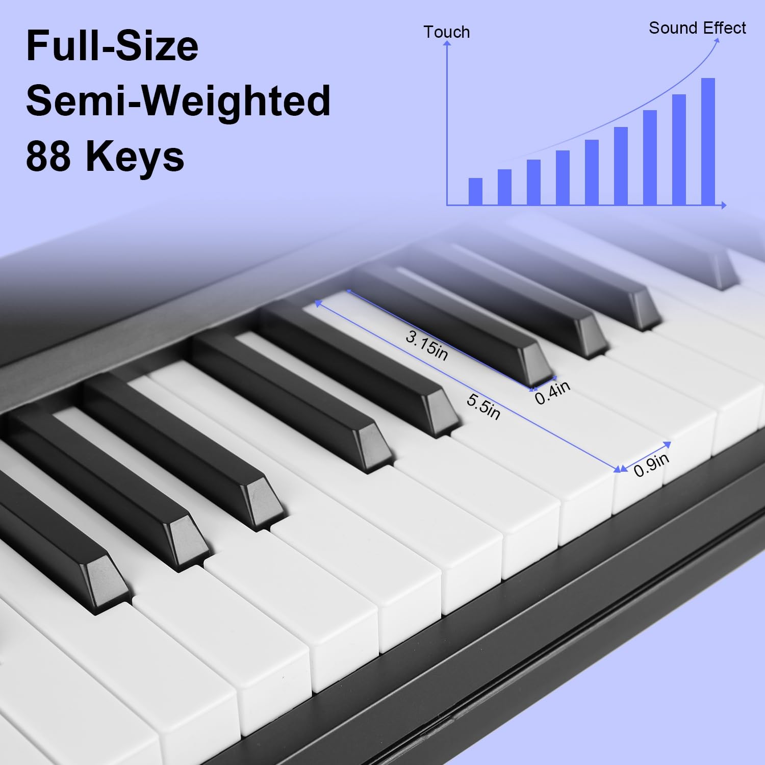 KOCASO 61 Keys Piano Keyboard Electronic Piano Keyboard Microphone Digital Music Keyboard/Large