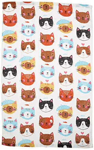 Kay Dee R3820 Designs Crazy Cat Terry Kitchen Towel, 16" x 26", Various, White, Multicolor