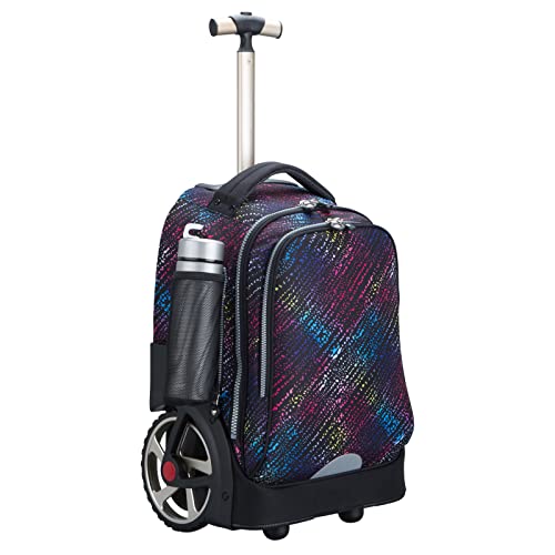 UNIKER Rolling Laptop Bag for 14 Inch,Travel Roller Bag Women,Wheeled Computer Bag,Wheeled Bookbag High School,Trolley School Bag,Cool Schoolbag with Big Wheels