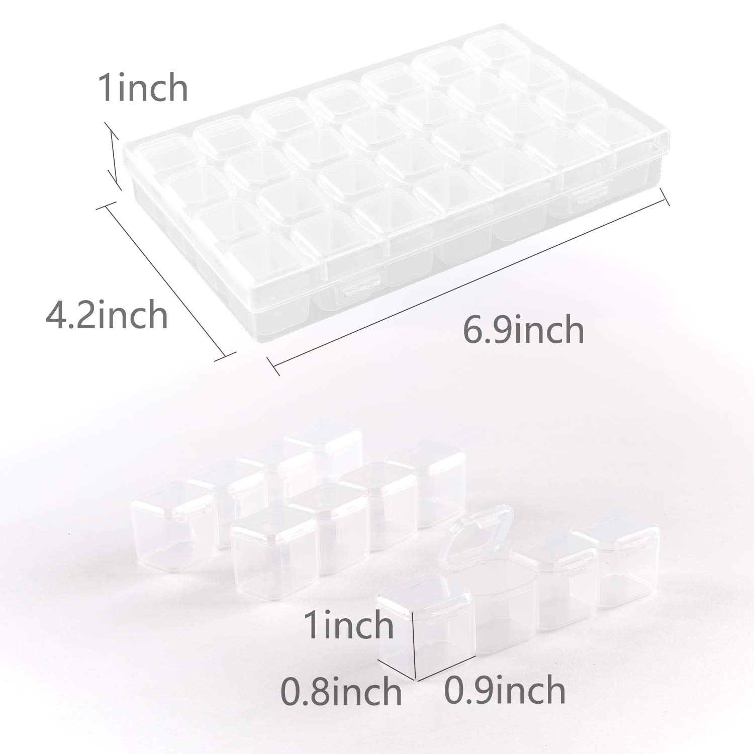 Sympabasic Souffahouse 6 Pack 28 Grids Diamond Painting Boxes 5D Diamond Embroidery Storage Boxes with 256 Pieces Craft Label Marker Stickers (6 Pack)
