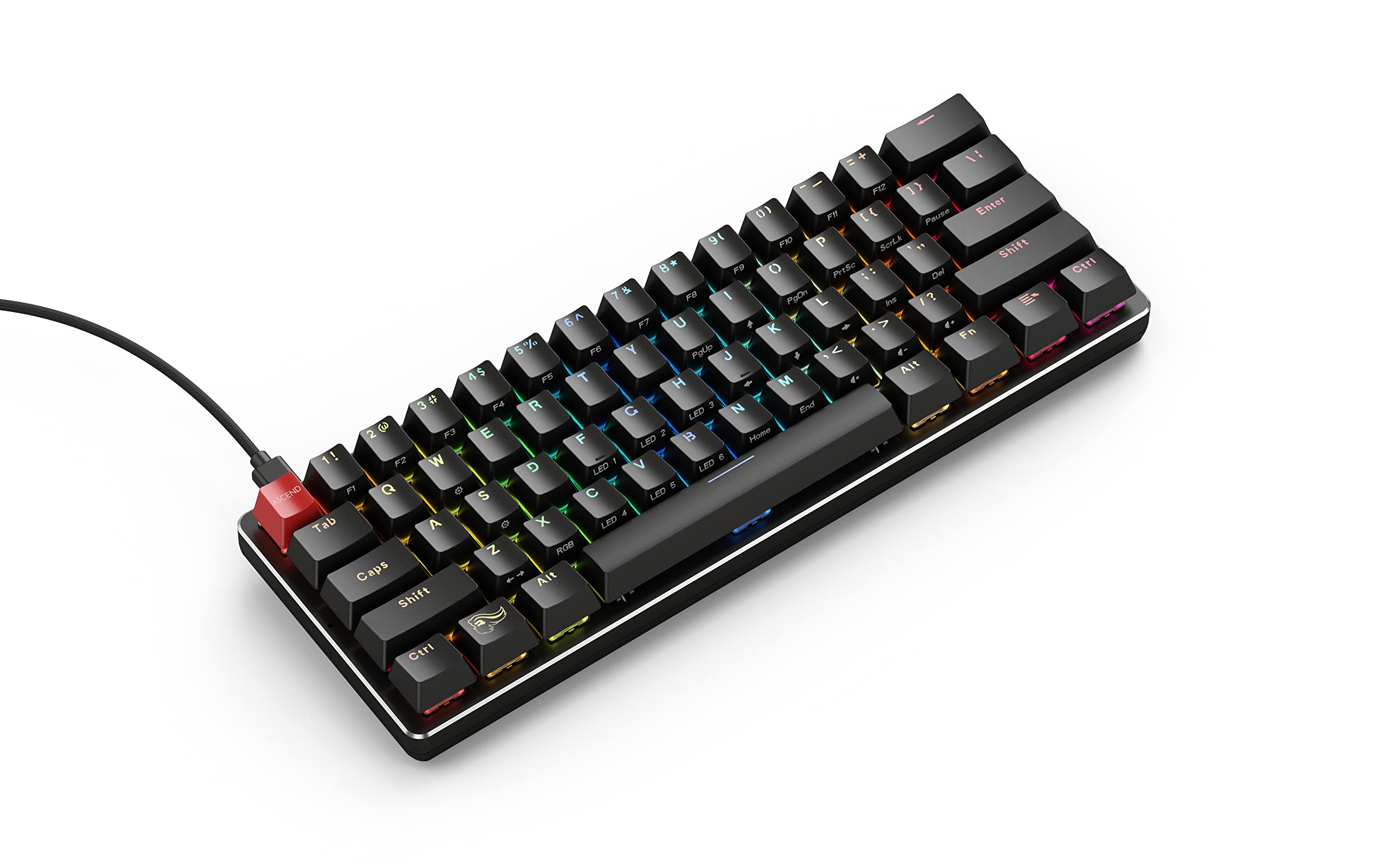 Glorious Custom Gaming Keyboard - GMMK 60% Percent Compact - USB C Wired Mechanical Keyboard - RGB Hot Swappable Switches & Keycaps - Silver/White Metal Top Plate