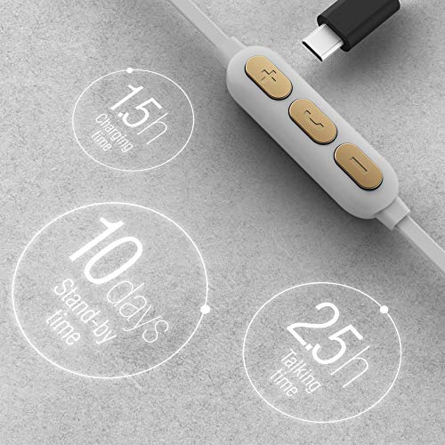 Ghostek Rush Series Wireless Sport Earbud Headphones with Built-in Microphone and Controls β White/Gold | in-Ear Earbuds with Comfortable Tips and Sweatproof Water Resistant