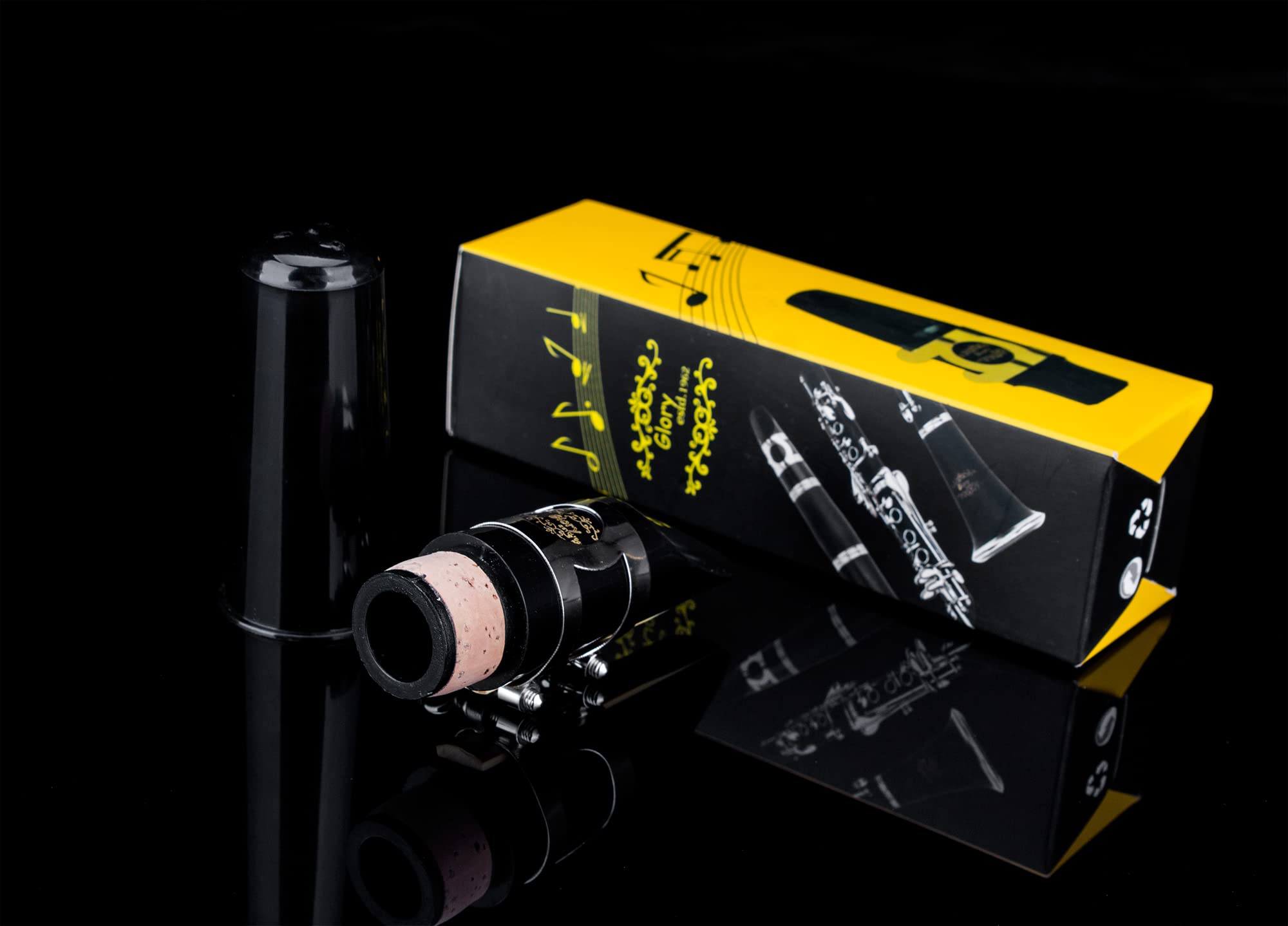 Glory Clarinet Mouthpiece Kit with Ligature,one Reed and Plastic Cap~black, Click to See More Colors