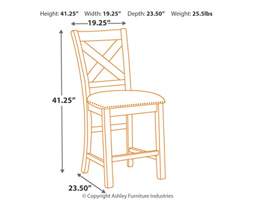 Signature Design by Ashley Moriville Rustic Farmhouse 24.5" Upholstered Barstool, 2 Count, Beige & Brown