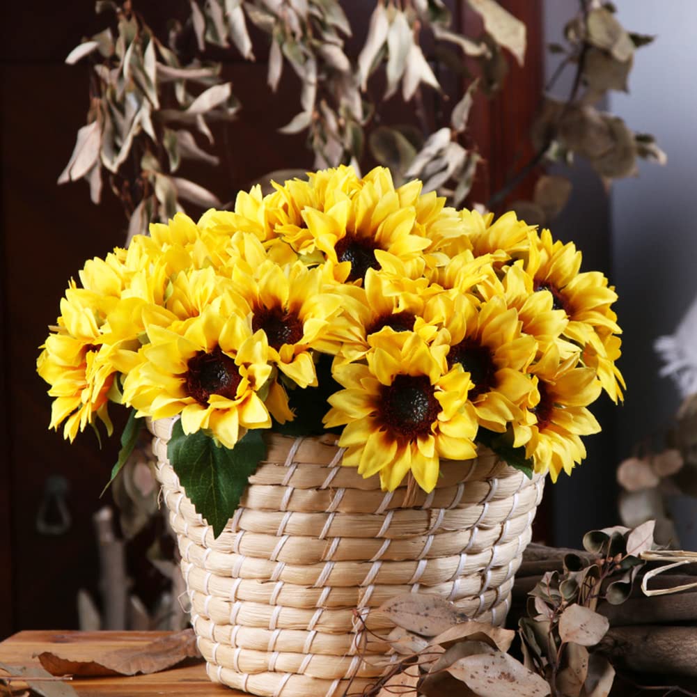 Gumolutin 6 Pcs Artificial Sunflower Bouquet for Wedding Bouquet, Home Kitchen, Ground Garden, Wedding Decoration