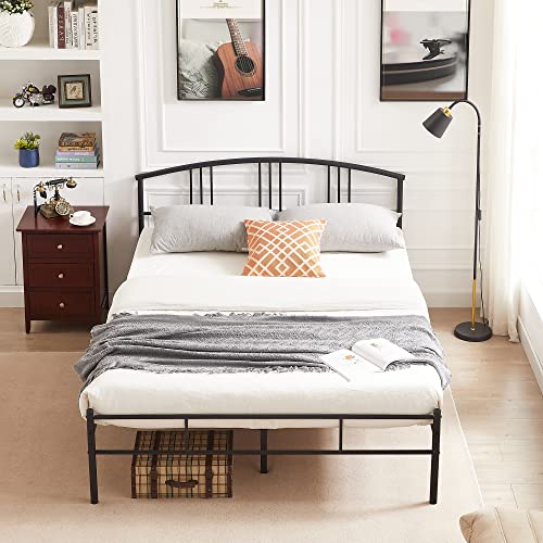 VECELO Full Bed Frame with Headboard and Footboard, 14 Inch Metal Platform Mattress Foundation, Sturdy Premium Steel Slat/No Box Spring Needed