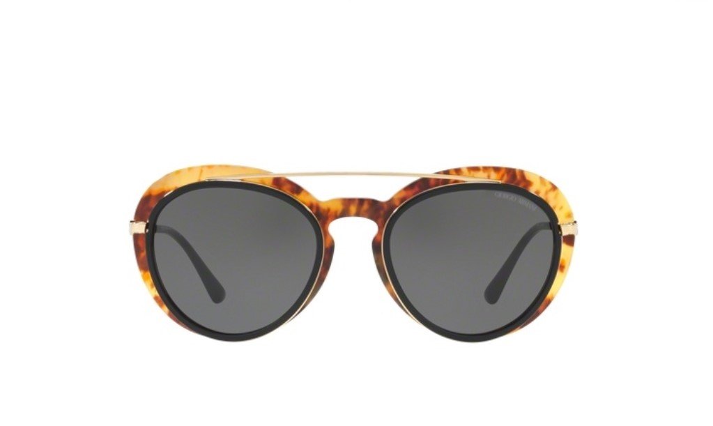 GIORGIO ARMANI AR6055F - 302187 Sunglasses Gold/Black/Amber w/Grey Lens 54mm