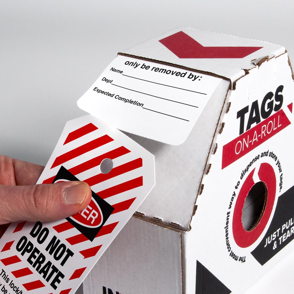 INCOM Manufacturing Lockout Tags On A Roll, Danger Do Not Operate, Heavy-Duty Polytag Stock, Waterproof And Tear-Resistant, Red/Black on White, 6.25 Inch X 3 Inch X 10 Mil Thickness, 100 pack, RT1000C