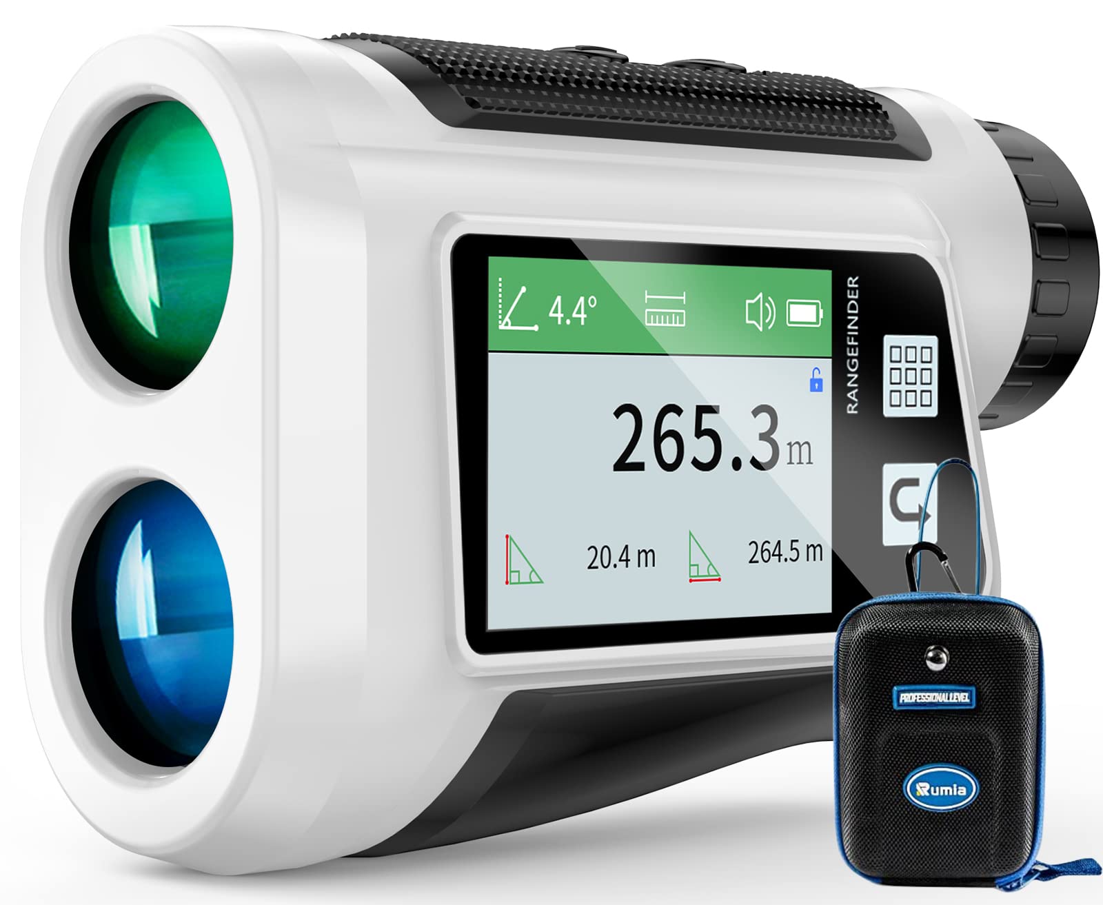 Golf Rangefinder, Rumia 1200 Yards Range Finder Golfing with Slope, LCD Touch Screen Display, 6X Magnification, Voice Feature, Rechargeable Range Finder for Hunter with Pin-Seeking, Flag Lock