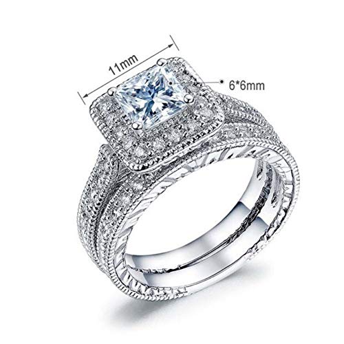 GY JEWELRY 3pc His and Hers Wedding Ring Sets Couples Rings Women's White Gold Filled Cubic Zirconia Wedding Engagement Ring Bridal Sets & Men's Stainless Steel Wedding Band