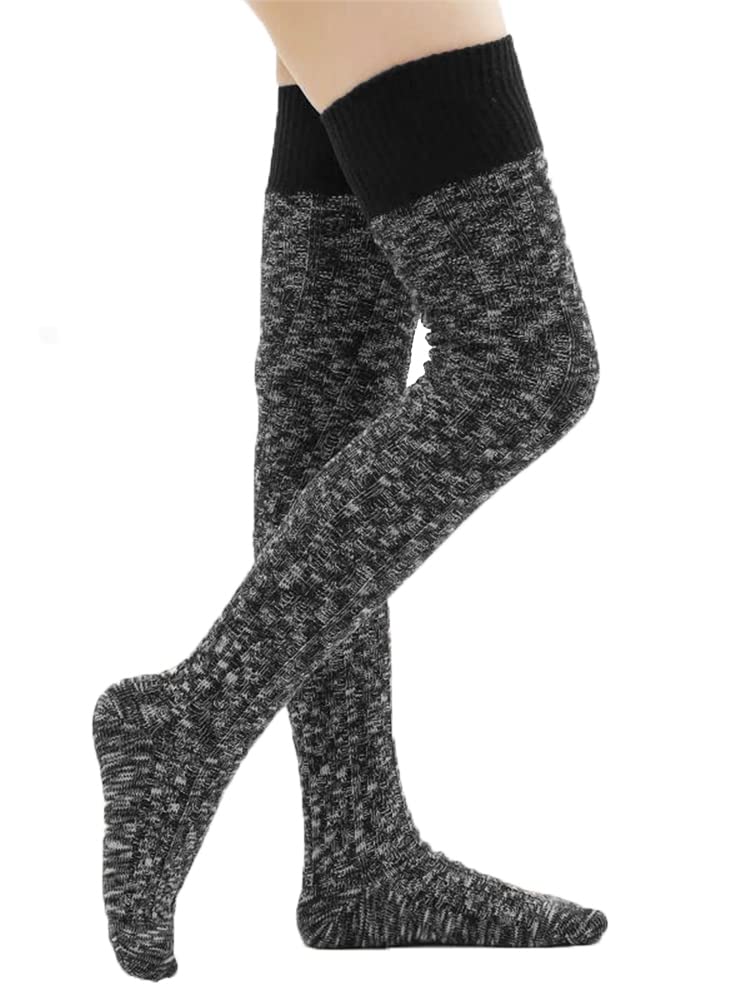 HYTENSUN Women Thigh High Cotton Knitted Winter Boot Sock Vintage Cozy Warm Extra Long Leg Warmer Over the Knee High Stocking