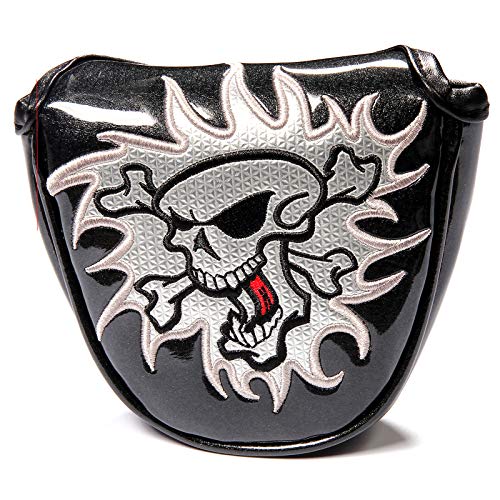 Golf Skull Skeleton Black Mallet Putter Cover Headcover for Odyssey Scotty Cameron Taylormade (Black)