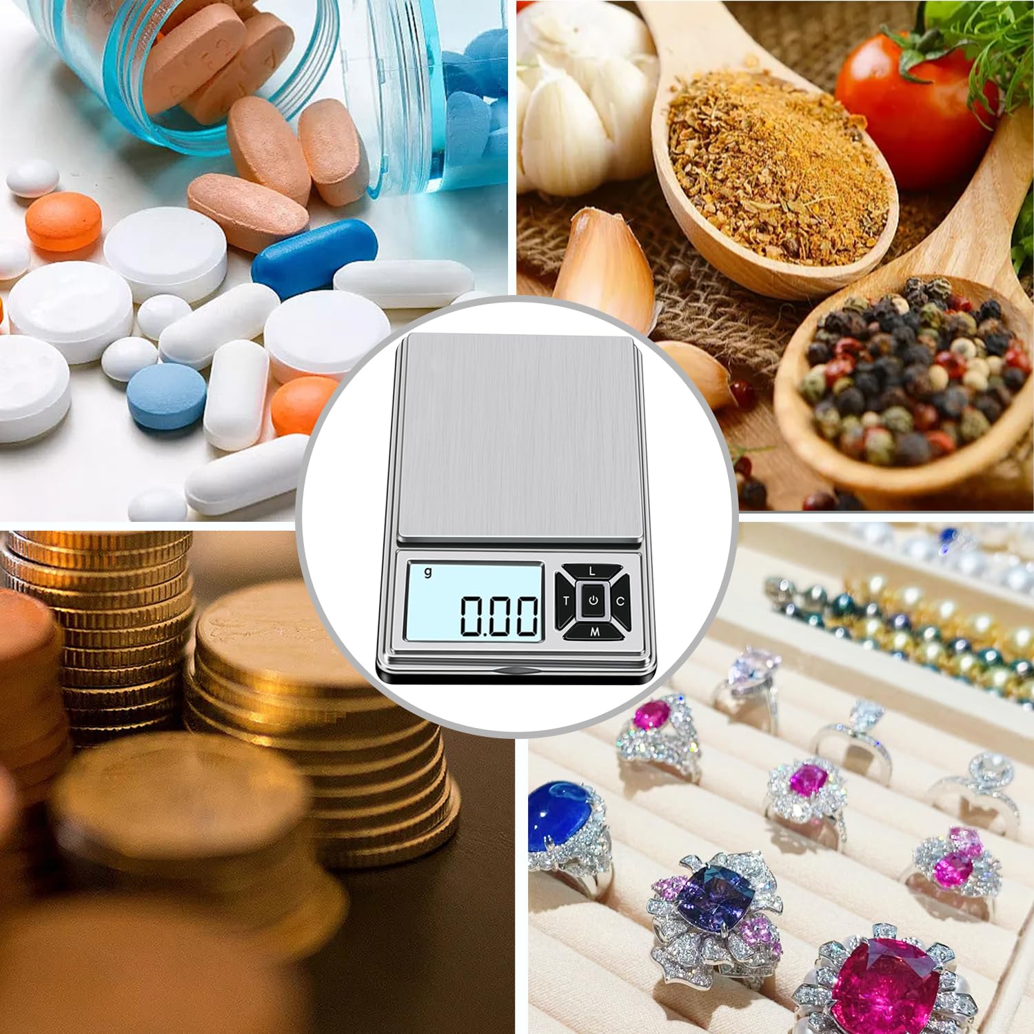 GRAM PRES Digital Pocket Gram Scale 300g x 0.01g Accuracy, Micro Mini High Precision Scale Digital Weight Grams and Oz for Jewelry, Diamond,Arrows, Powders, Herbs and Food,with 50g Cal Weights