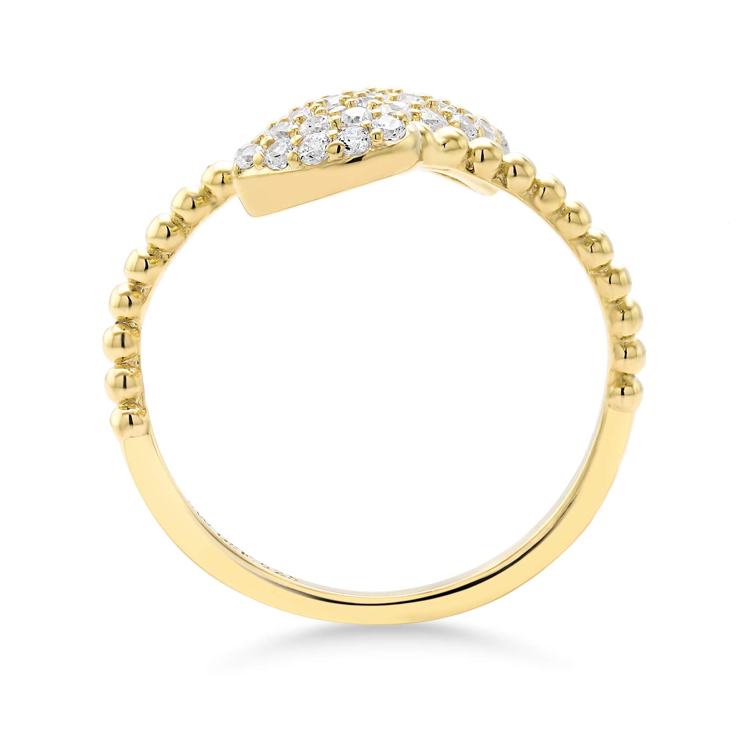 Gem Stone King 18K Yellow Gold Plated Silver Cubic Zirconia Double Love Hearts Open Ring For Women (0.35 Cttw, Available In Size 5, 6, 7, 8, 9)