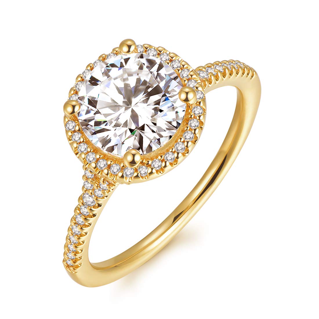 HAFEEZ CENTER 2 Carat Round Brilliant Cut Simulated Diamond Cubic Zirconia CZ Engagement Ring for Women (6)