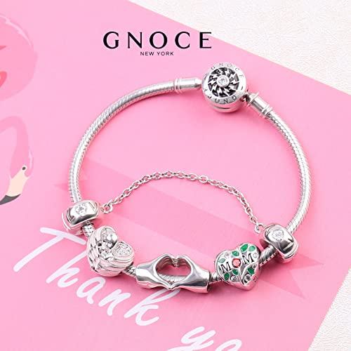 GNOCE "Love Safety Chain Charms 925 Sterling Silver Connection Chain Charms Engraved with Love Safety Chain Fit All Bracelet for Protect and Extend Your Bracelet