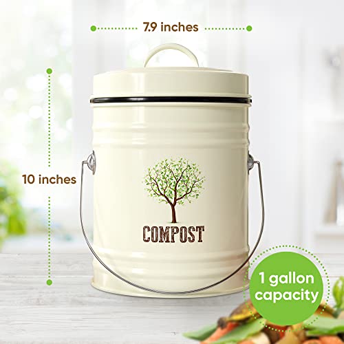 Third Rock Compost Bin Kitchen β 1.0 Gallon Countertop Compost Bin with Lid β Kitchen Compost Bin Countertop β Indoor Compost Bin Kitchen Counter Includes Inner Compost Bucket Liner - Indoor Composter