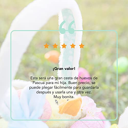 Homarden Easter Eggs Basket - Cute Green Bunny Baskets with Foldable Ears - Perfect for Girls & Boys Easter Egg Hunts - Easter Baskets for Kids